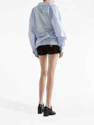 Prada Logo-plaque Denim Shorts