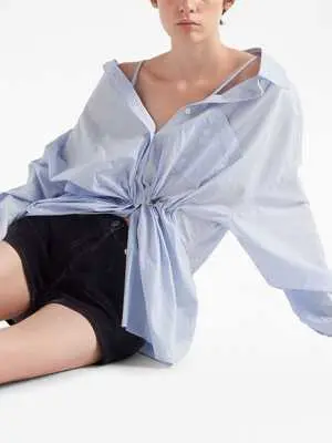Prada Logo-plaque Denim Shorts