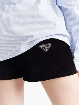 Prada Logo-plaque Denim Shorts