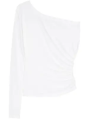 Norma Kamali Ruched One-sleeve Top - White
