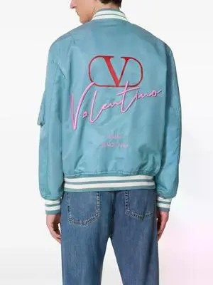Valentino Garavani Ribbed Bomber Jacket - Blue
