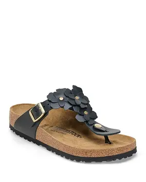 BIRKENSTOCK Gizeh Flowers Thong Sandals - Black