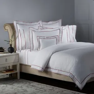 MATOUK Ansonia Percale Duvet Cover, King - Red