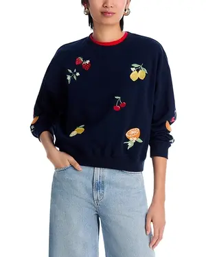 Aqua Fruit Embroidered Sweatshirt - Navy