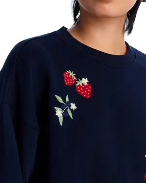 Aqua Fruit Embroidered Sweatshirt - Navy
