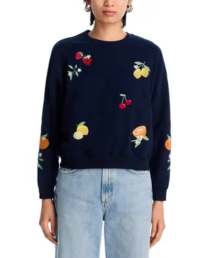 Aqua Fruit Embroidered Sweatshirt - Navy