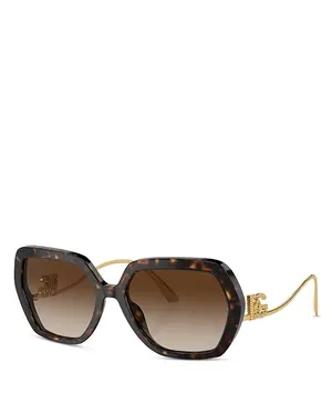 Dolce & Gabbana Geometric Sunglasses, 58mm - Havana/brown Gradient