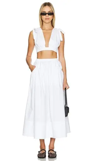 L'academie Arman Poplin Crop Top With Self-tie Shoulder Straps
