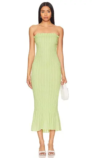 APRES STUDIO Ruched Strapless Dress