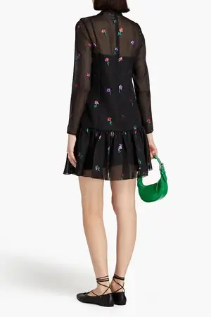 Red Valentino Metallic Fil Coupé Organza Mini Dress