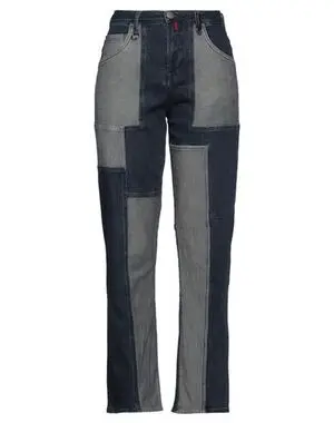 High Straight-leg Patchwork Jeans