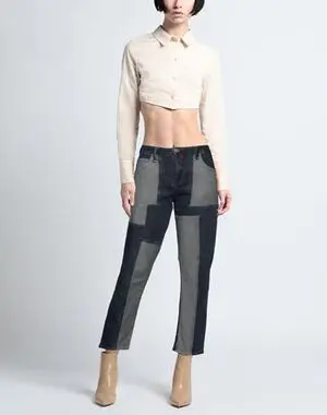 High Straight-leg Patchwork Jeans