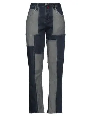 High Straight-leg Patchwork Jeans