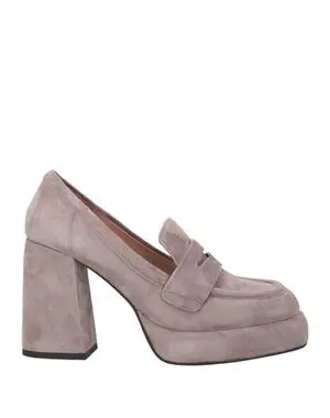 BIBI LOU Suede Loafers With Block Heel - Grey