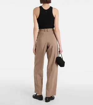 JOSEPH Pleated Silk-blend Twill Straight Pants