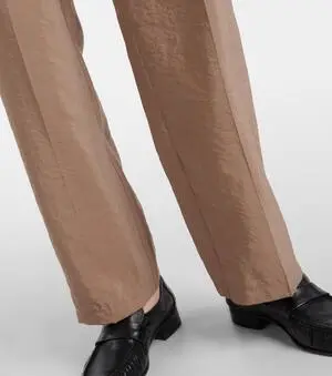 JOSEPH Pleated Silk-blend Twill Straight Pants