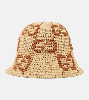 Gucci Gg Raffia-effect Cloche Hat