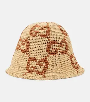 Gucci Gg Raffia-effect Cloche Hat