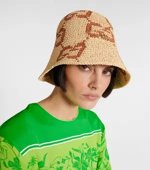Gucci Gg Raffia-effect Cloche Hat