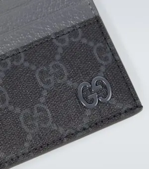 Gucci Leather-trimmed Gg Canvas Card Holder