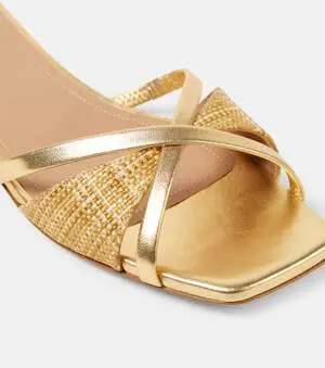 MALONE SOULIERS Penn Raffia And Metallic Leather Sandals - Gold
