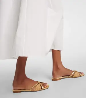 MALONE SOULIERS Penn Raffia And Metallic Leather Sandals - Gold