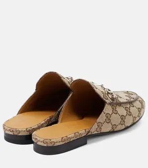 Gucci Princetown Gg Canvas Mules - Brown