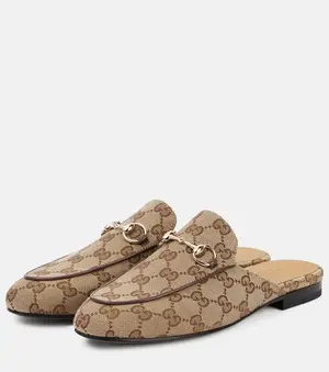 Gucci Princetown Gg Canvas Mules - Brown