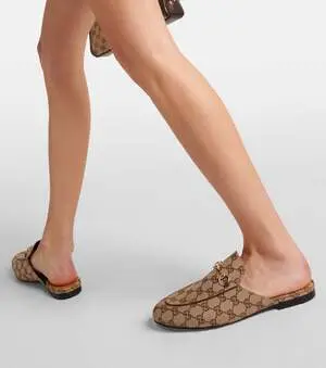 Gucci Princetown Gg Canvas Mules - Brown
