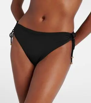 Max Mara Ruched High-rise Bikini Bottoms - Black