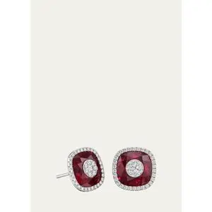 BHANSALI 18k White Gold 10mm Cushion-cut Fusion Stud Earrings With Diamonds