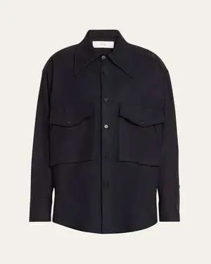 SETCHU Oversized Wool Cashmere Button-down Top