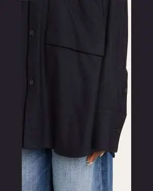 SETCHU Oversized Wool Cashmere Button-down Top
