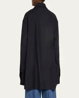 SETCHU Oversized Wool Cashmere Button-down Top