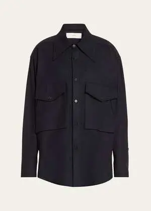 SETCHU Oversized Wool Cashmere Button-down Top