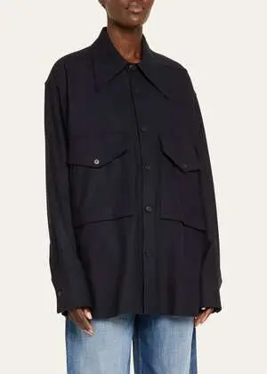 SETCHU Oversized Wool Cashmere Button-down Top