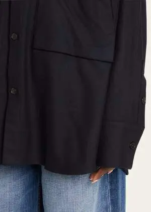 SETCHU Oversized Wool Cashmere Button-down Top