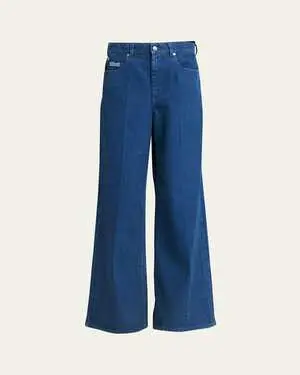 Marni Logo-embroidered Wide-leg Denim Jeans