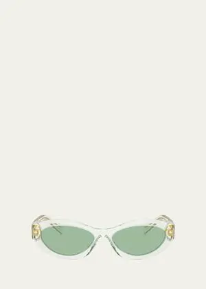 Prada Prada PR 26ZS Beveled Oval Sunglasses Green