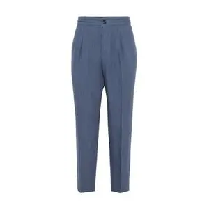 Brunello Cucinelli Linen Canvas Trousers Blue
