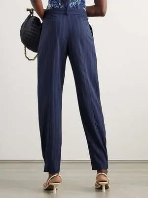 Ralph Lauren Cassidy Striped Wool-twill Pants - Navy