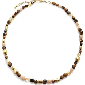 Monica Vinader Beaded Stone Necklace - 18ct Gold Vermeil/tigers Eye