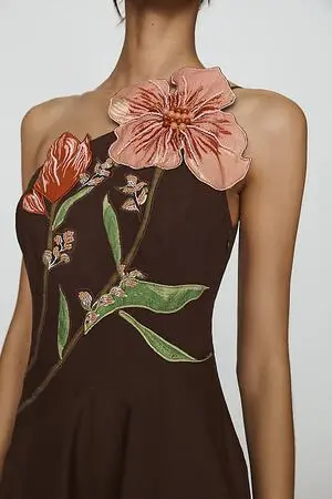 YUKIKO NORITAKE Asymmetric Floral Midi Dress