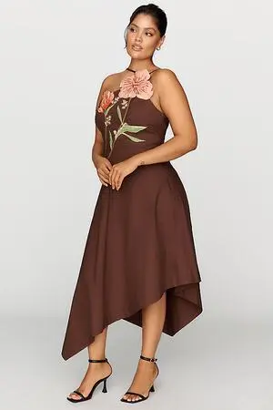 YUKIKO NORITAKE Asymmetric Floral Midi Dress