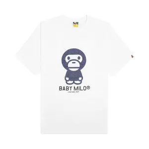 A BATHING APE Baby Milo Logo Monogram Tee - White