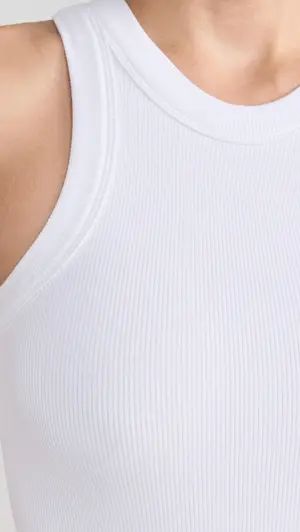 Ambitionist Ali Ribbed Racer Tank Bodysuit - White