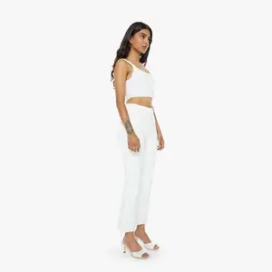 MOTHER Petites The Lil Hustler Ankle Fray Jeans - White