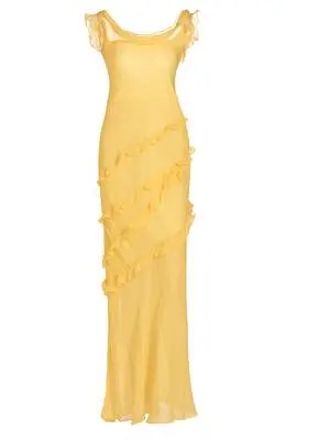 Saloni Women's Renu Georgette Frill Dress - Sunlight  - Sunlight