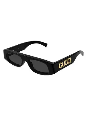 Gucci Fashion Show 51mm Geometric Sunglasses Black Dark Grey