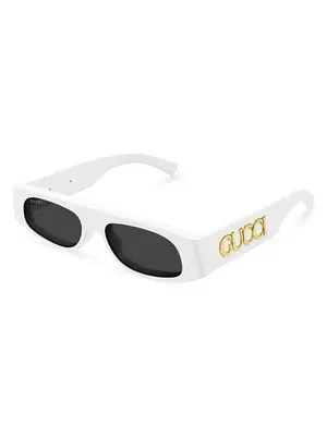 Gucci Fashion Show 51mm Geometric Sunglasses White Dark Grey